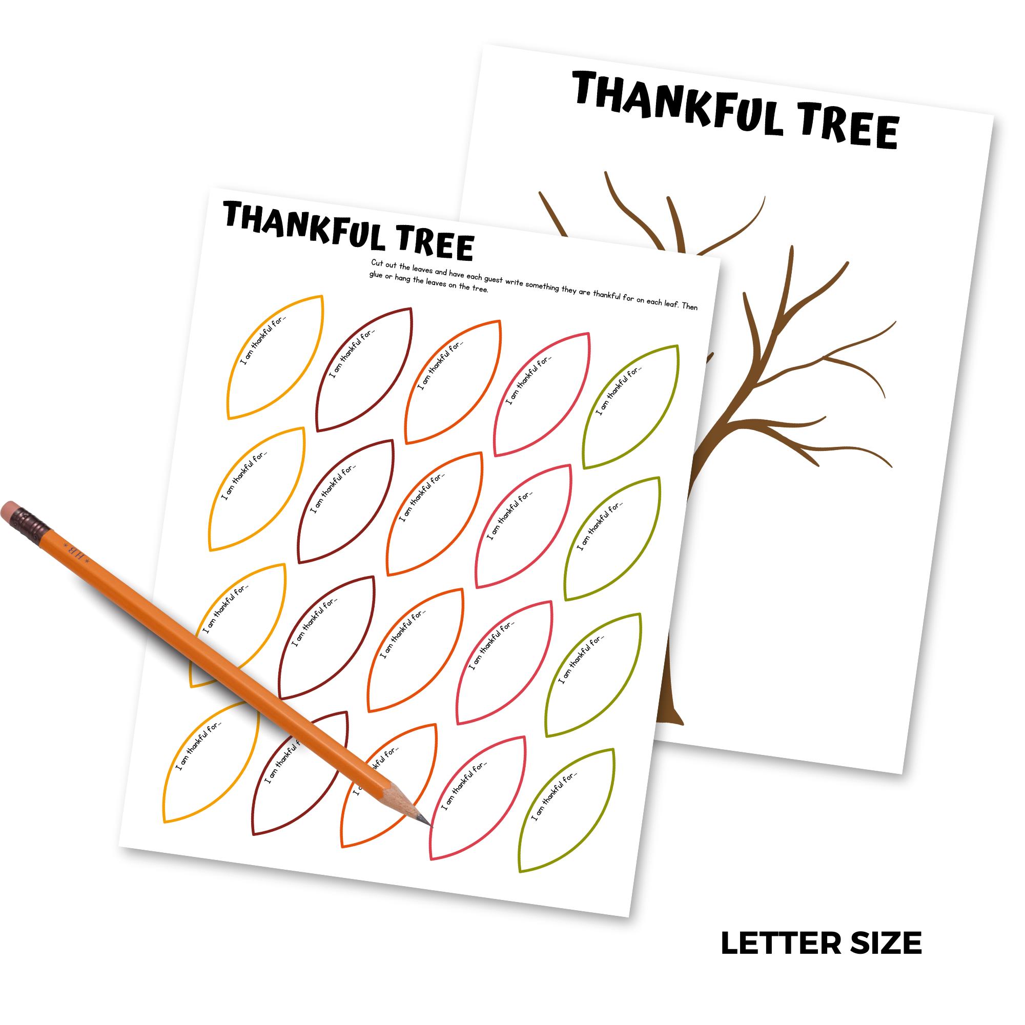 Thankful Tree DIY Cut and Paste Craft Project, Thanksgiving Bundle for ...