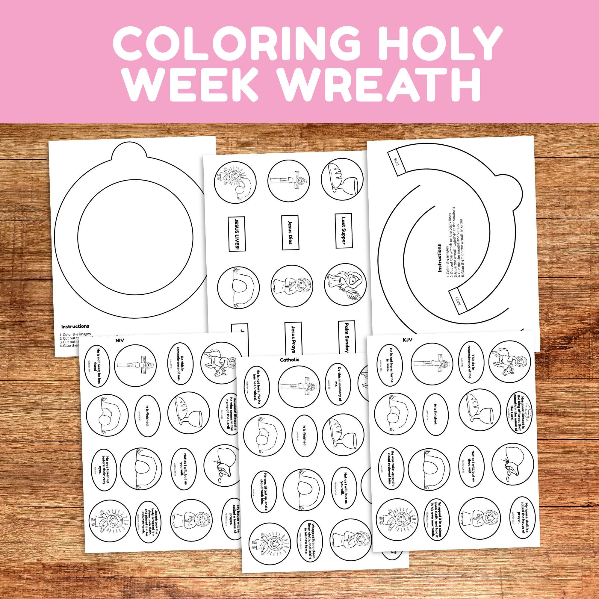 Holy Week Craft Wreath Christian Printable Activity, Lent Bible Craft ...