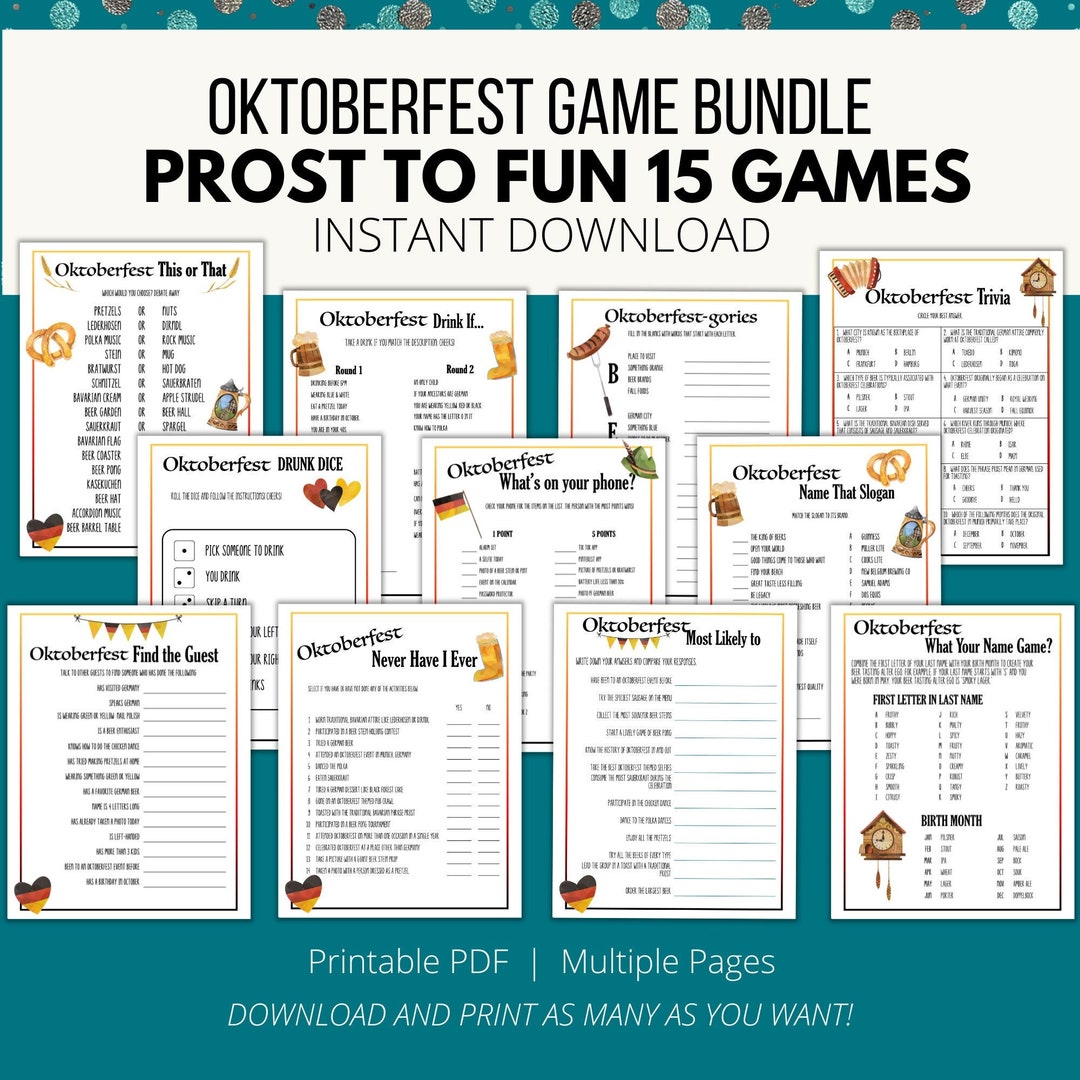Oktoberfest Game Printable Bundle, 15 Octoberfest Games Adult Party ...