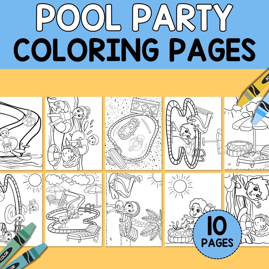 Summer Pool Party Coloring Pages Bonus Ispy Ice Cream & Swimming Toys ...
