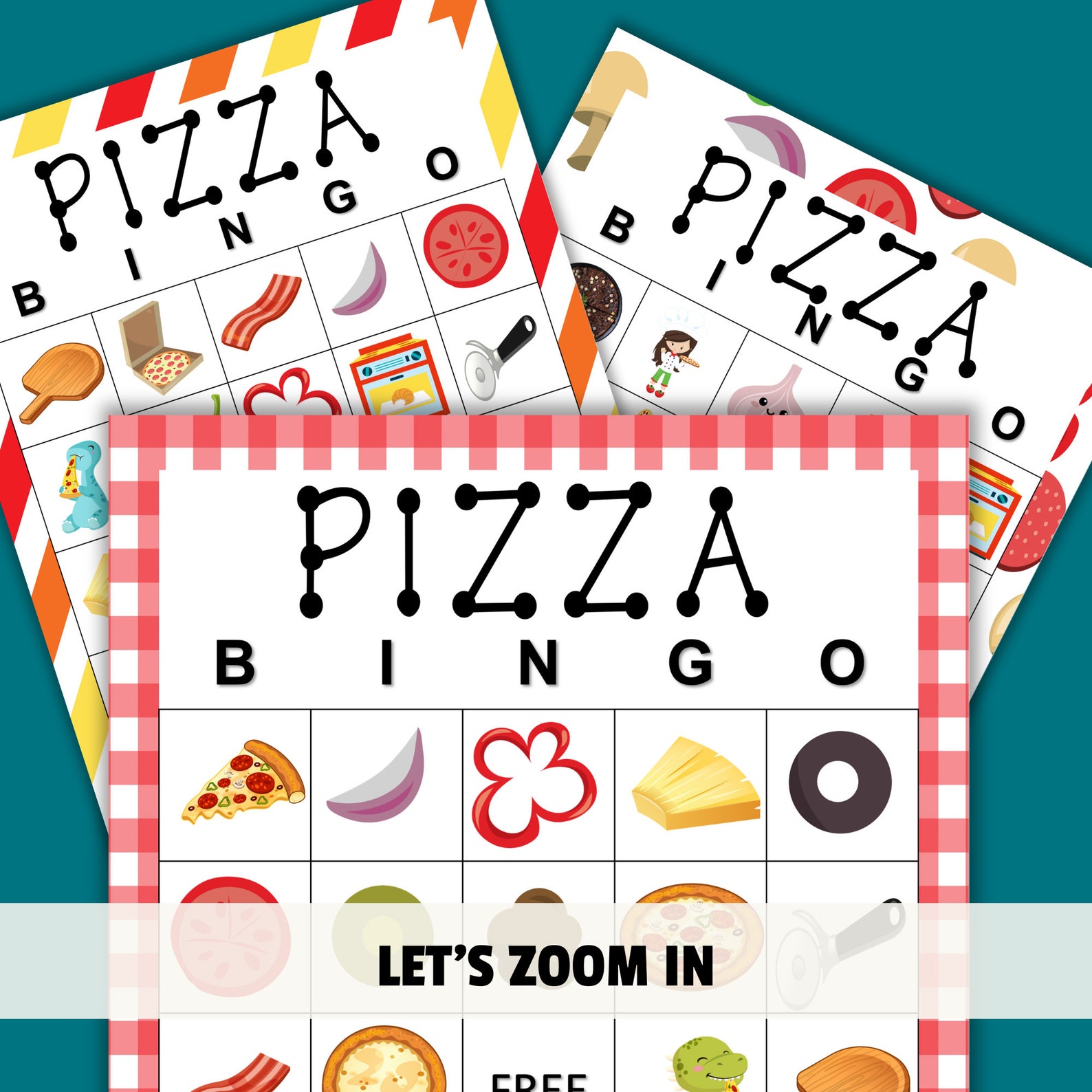 Pizza Bingo Printable for Classrooms, Senior Activities, School, Family ...