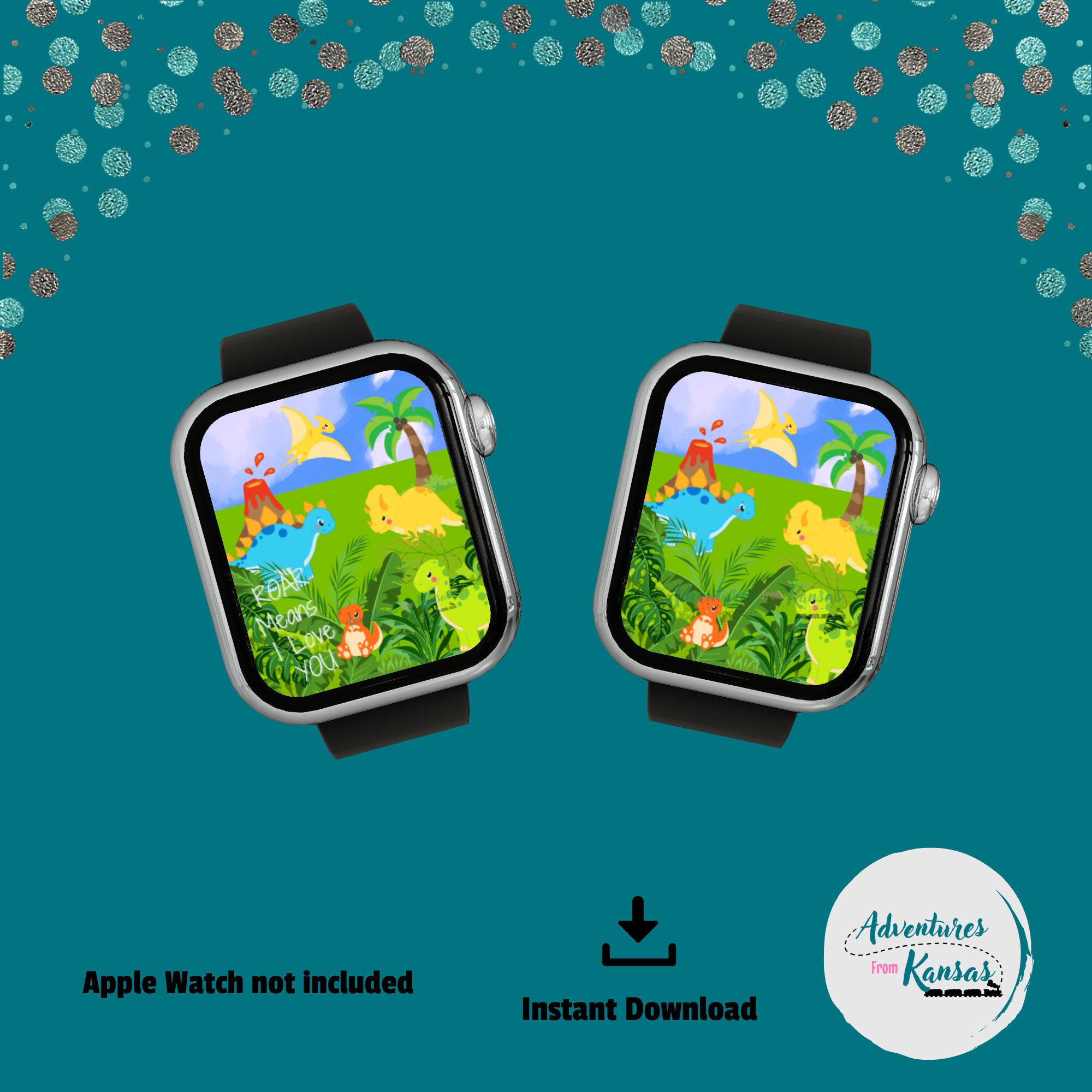 Bright Dinosaur Watch Wallpaper | Dino Watch Face | Colorful Kid Dino ...