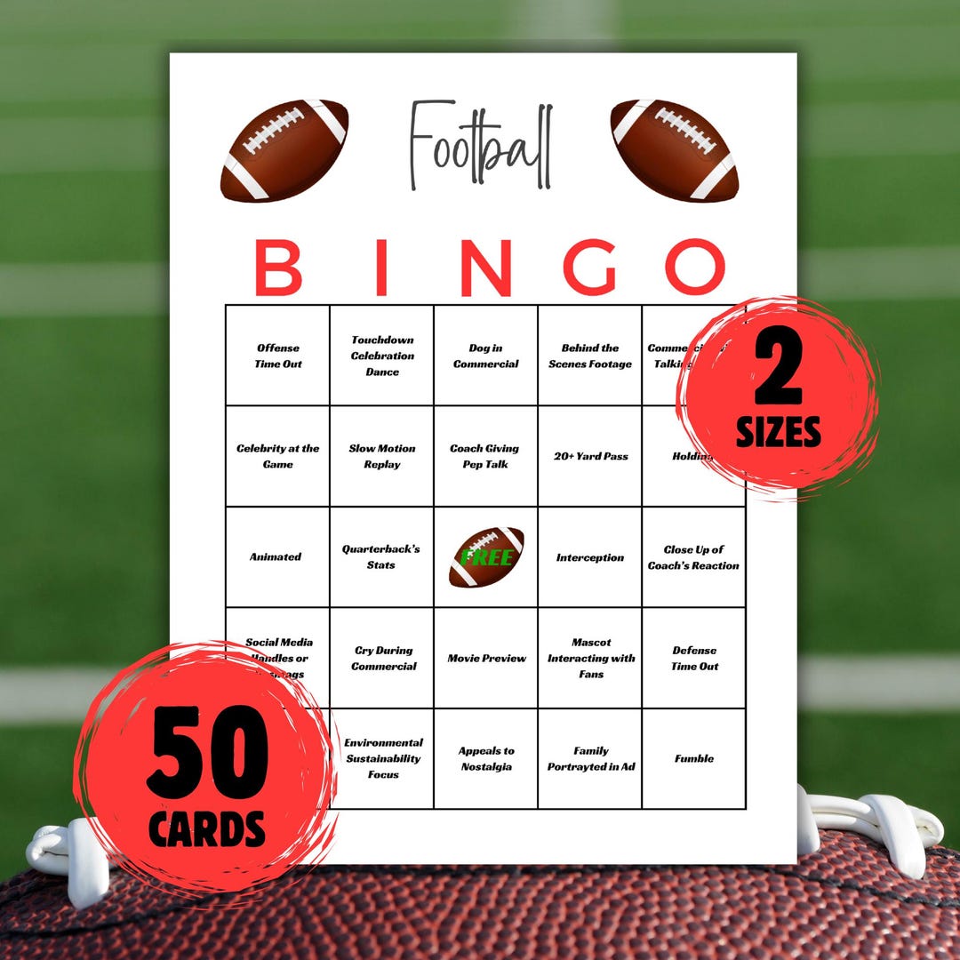 Big Game BINGO Printable Football Party Game, Seasonal Bing Football ...