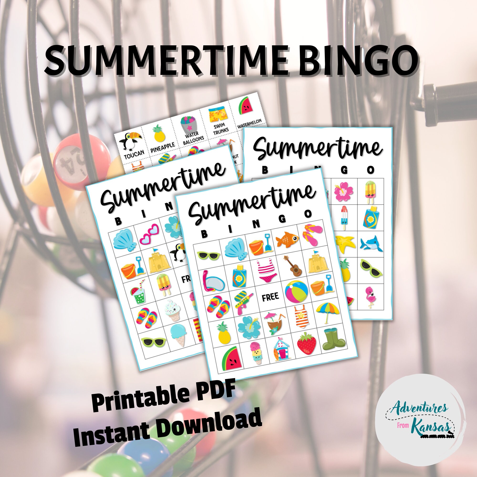Summertime BINGO Game Printable Summer Party Game Seasonal BINGO Summer ...