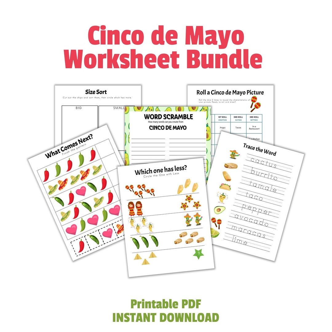 Cinco De Mayo Taco Activity Sheets Mexican Food Worksheets - Etsy
