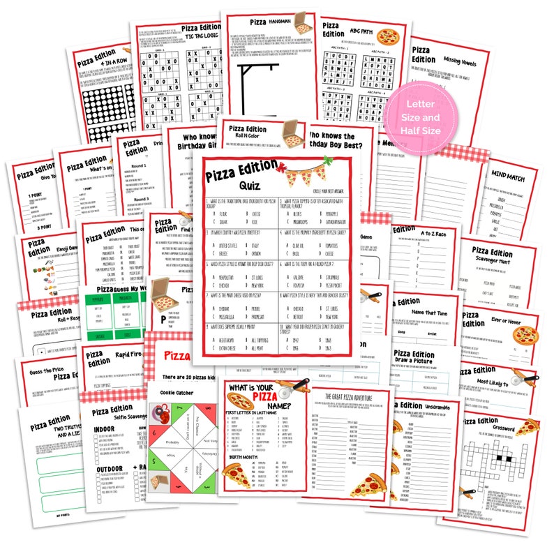 Pizza Time Game Bundle, 40 Family Pizza Night Themed Games Kids Adults ...