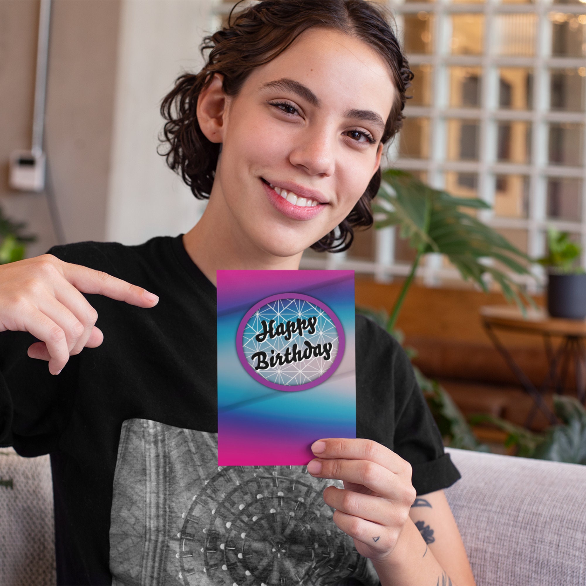 Printable Happy Birthday Card Neon 80s Feel B-day Card - Etsy