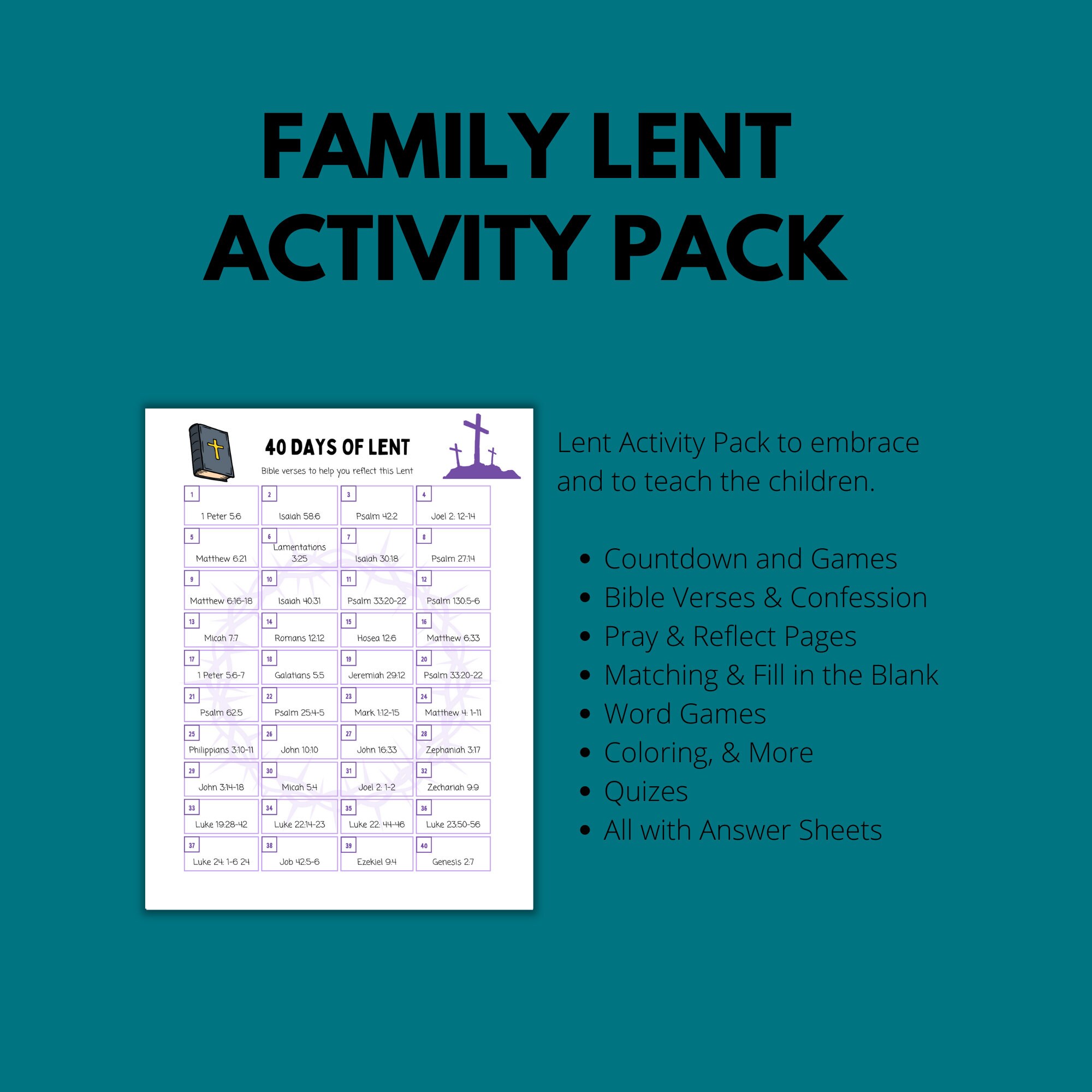 Easter Lent Activity Sheets Family Lent Activity Worksheets Lent Games ...