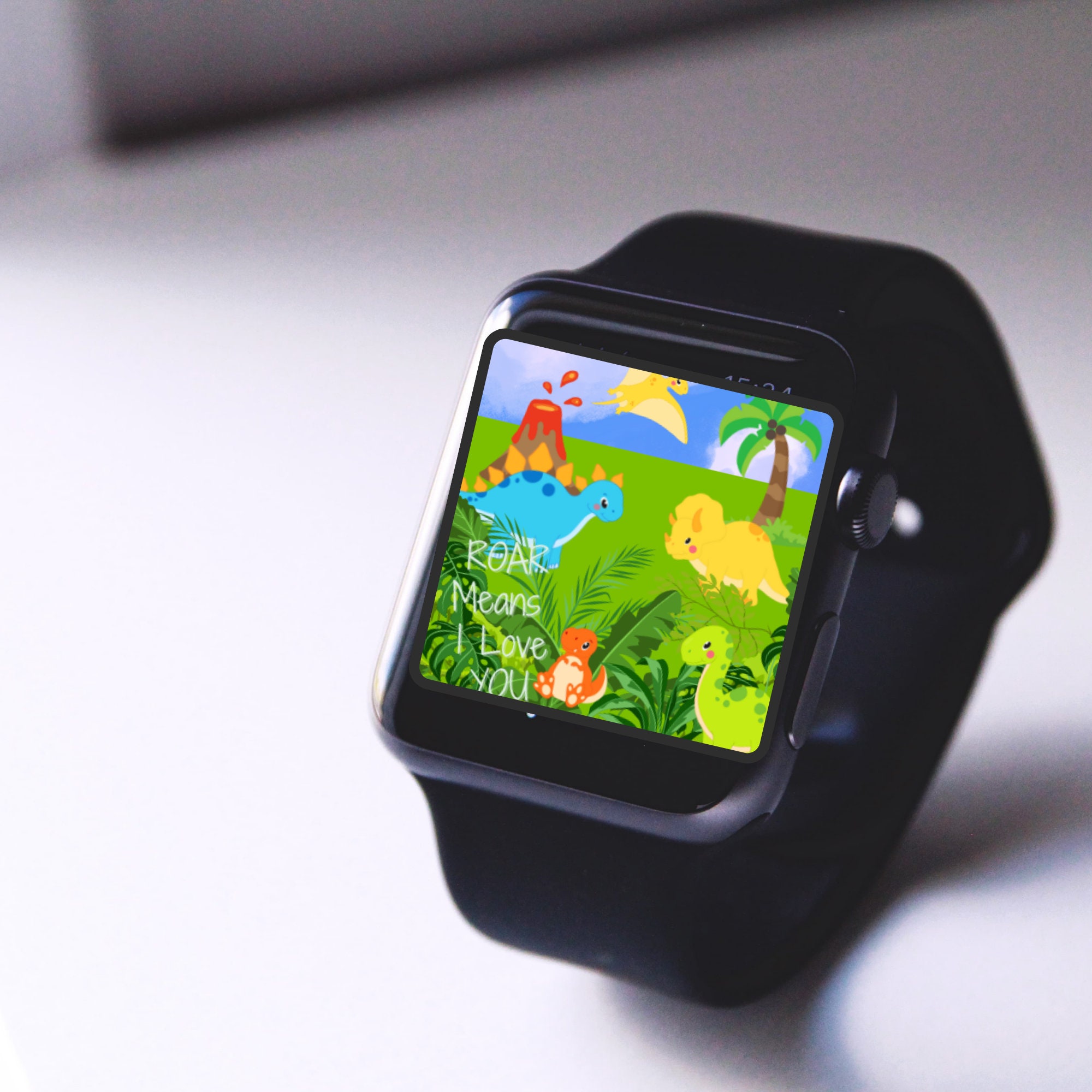 Bright Dinosaur Watch Wallpaper Dino Watch Face Colorful Kid Dino Watch ...