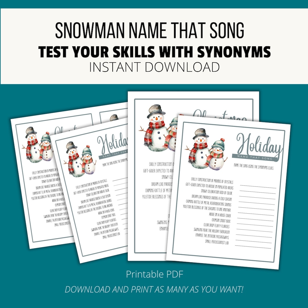 Snowman Name That Song Printable Game Christmas Holiday Songs Name ...