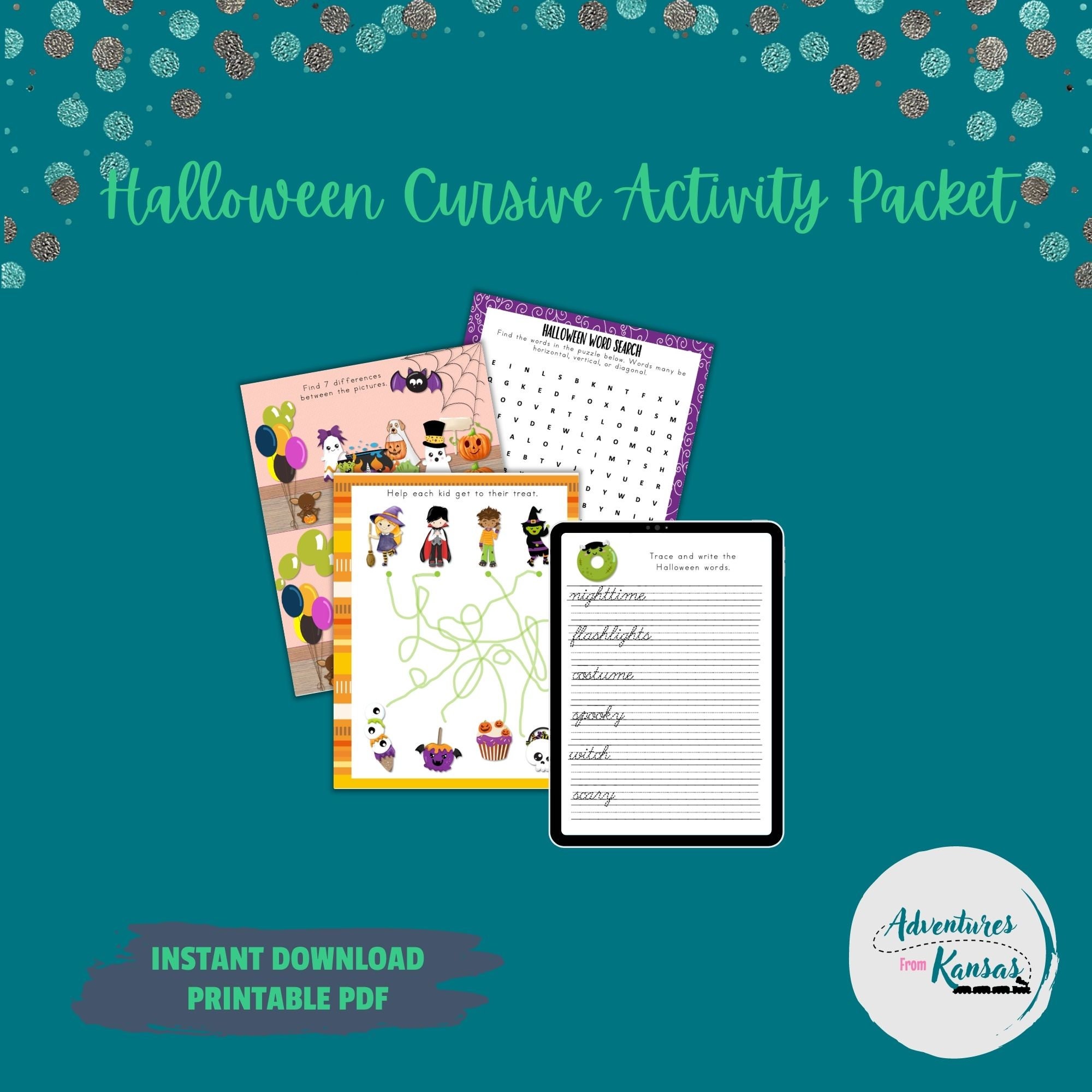 Wacky Halloween Cursive Activity Packet Fun Kids Printable - Etsy
