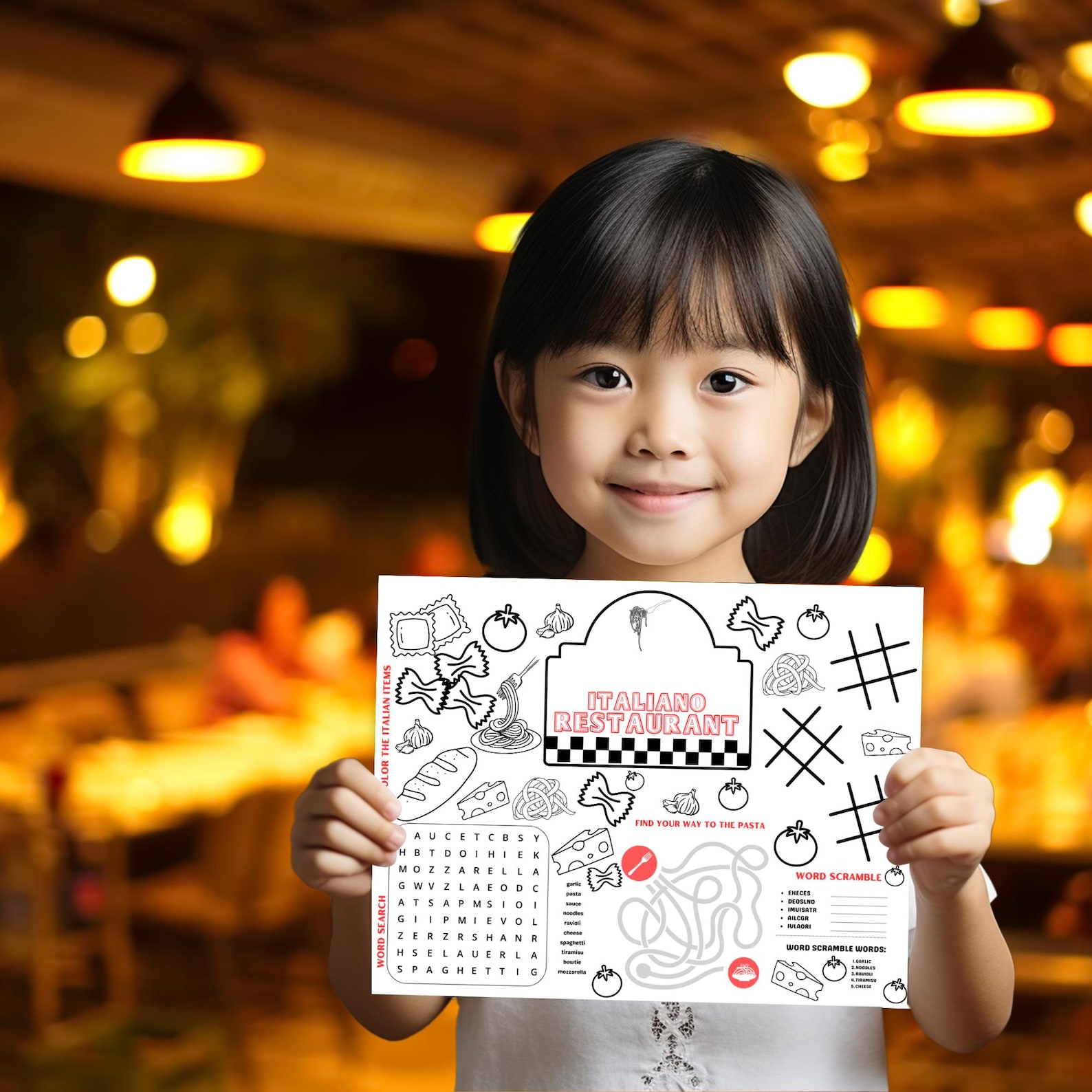 Spaghetti Pasta Night Personalize Activity Italian Unit Placemat ...