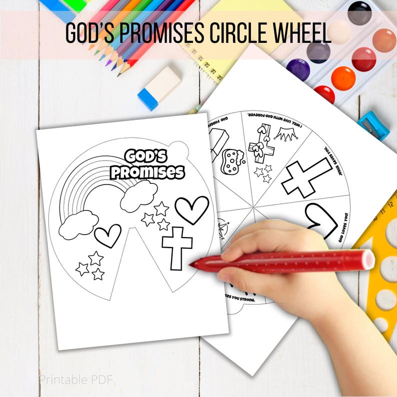 God's Promises Christian Coloring Craft Wheel Kit, Printable Bible ...
