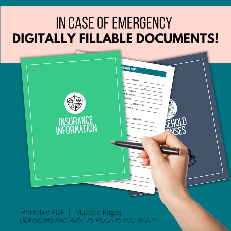 Fillable Emergency Binder Printable for in Case of Emergency What If ...