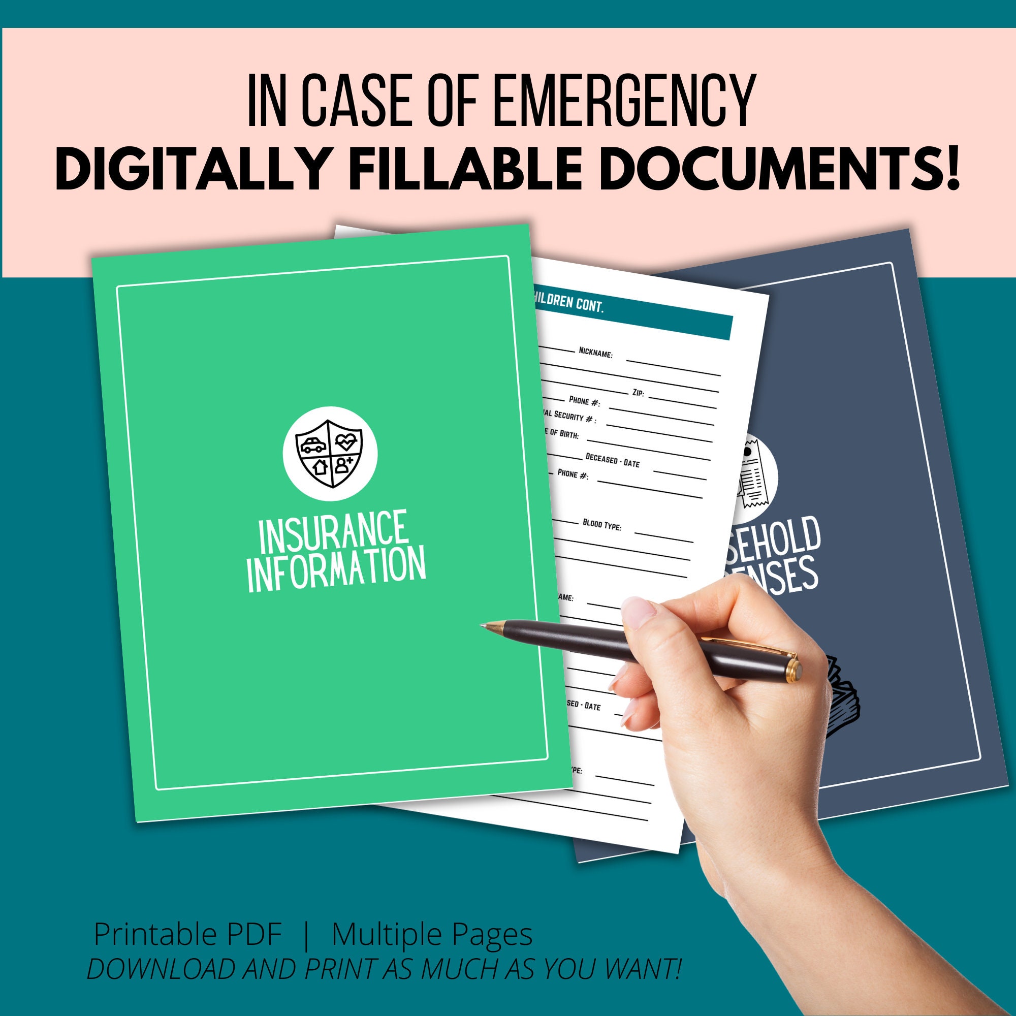 Fillable Emergency Binder Printable for in Case of Emergency What If ...