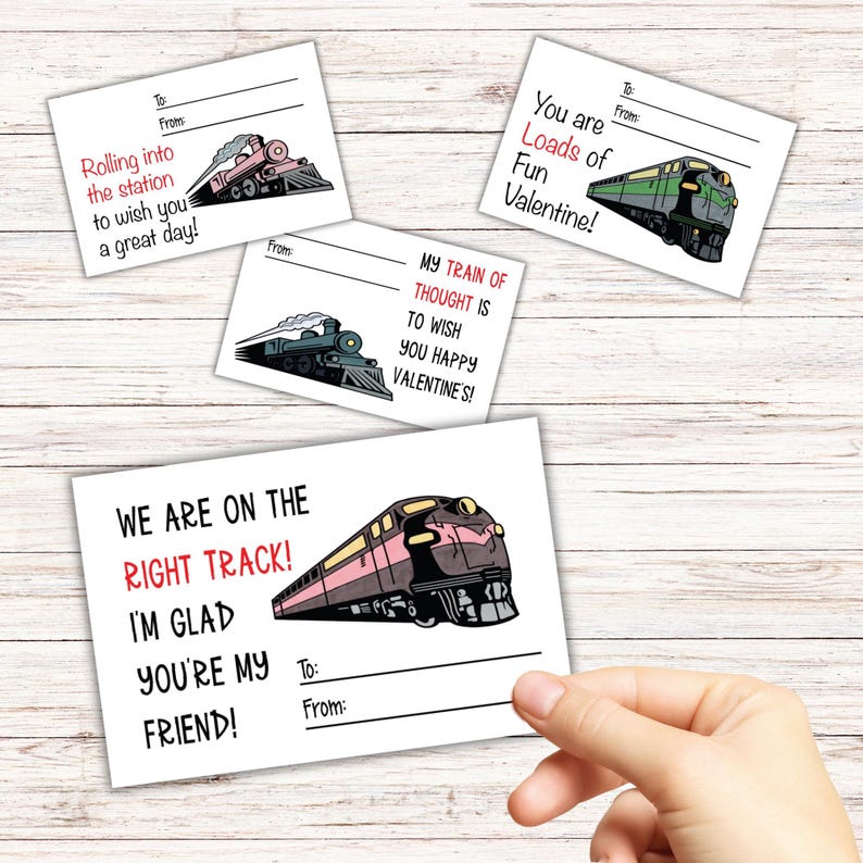 Train Classmate Valentine Exchange, Valentines Card for Kids, Daycare ...