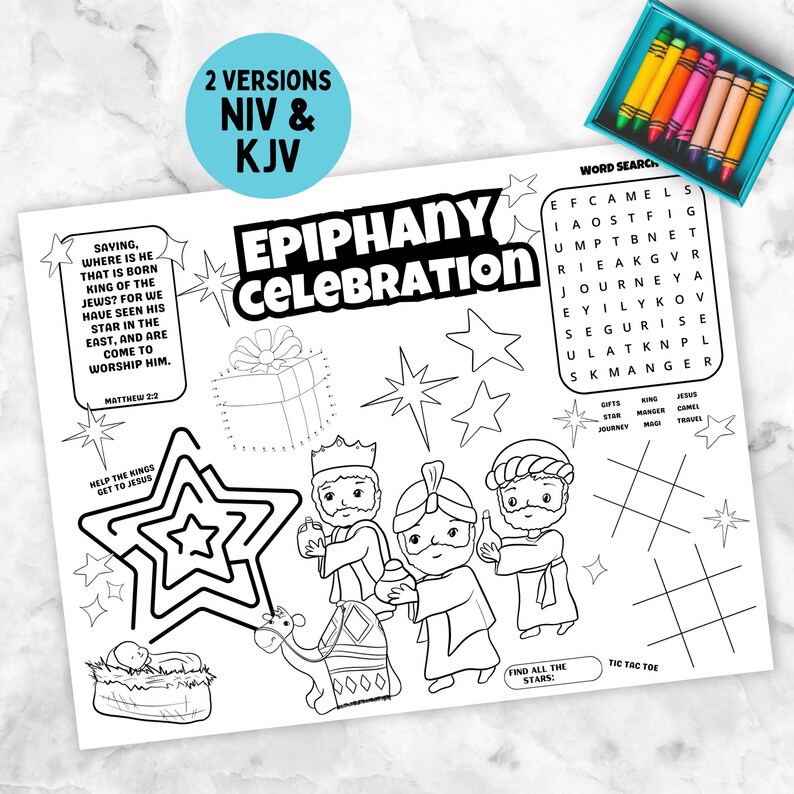 Epiphany Kids Printable Activity Placemat, 3 Wise Men Gift Symbols ...