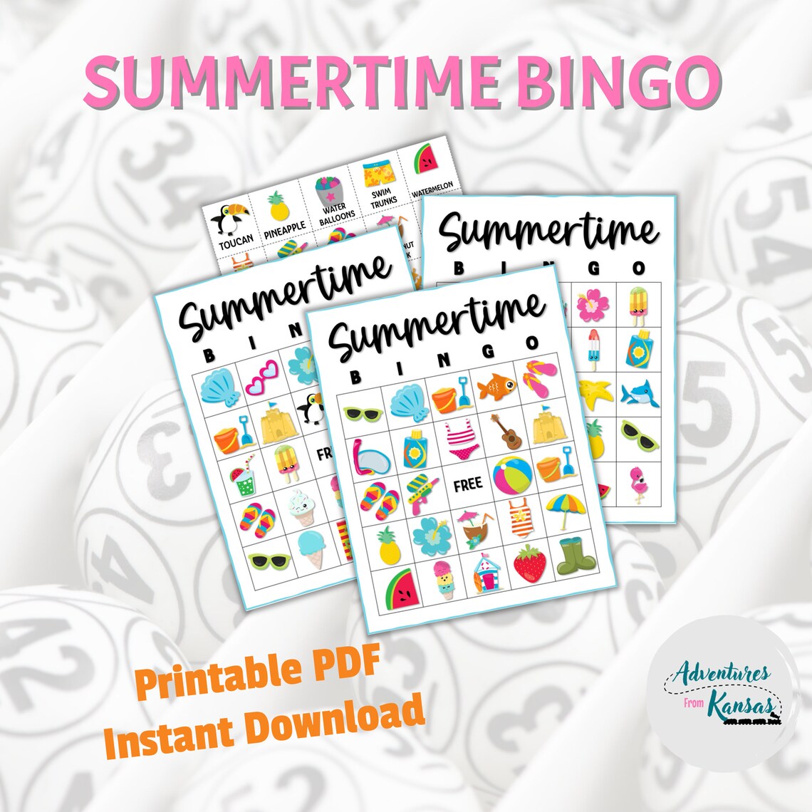 Summertime BINGO Game Printable Summer Party Game Seasonal BINGO Summer ...
