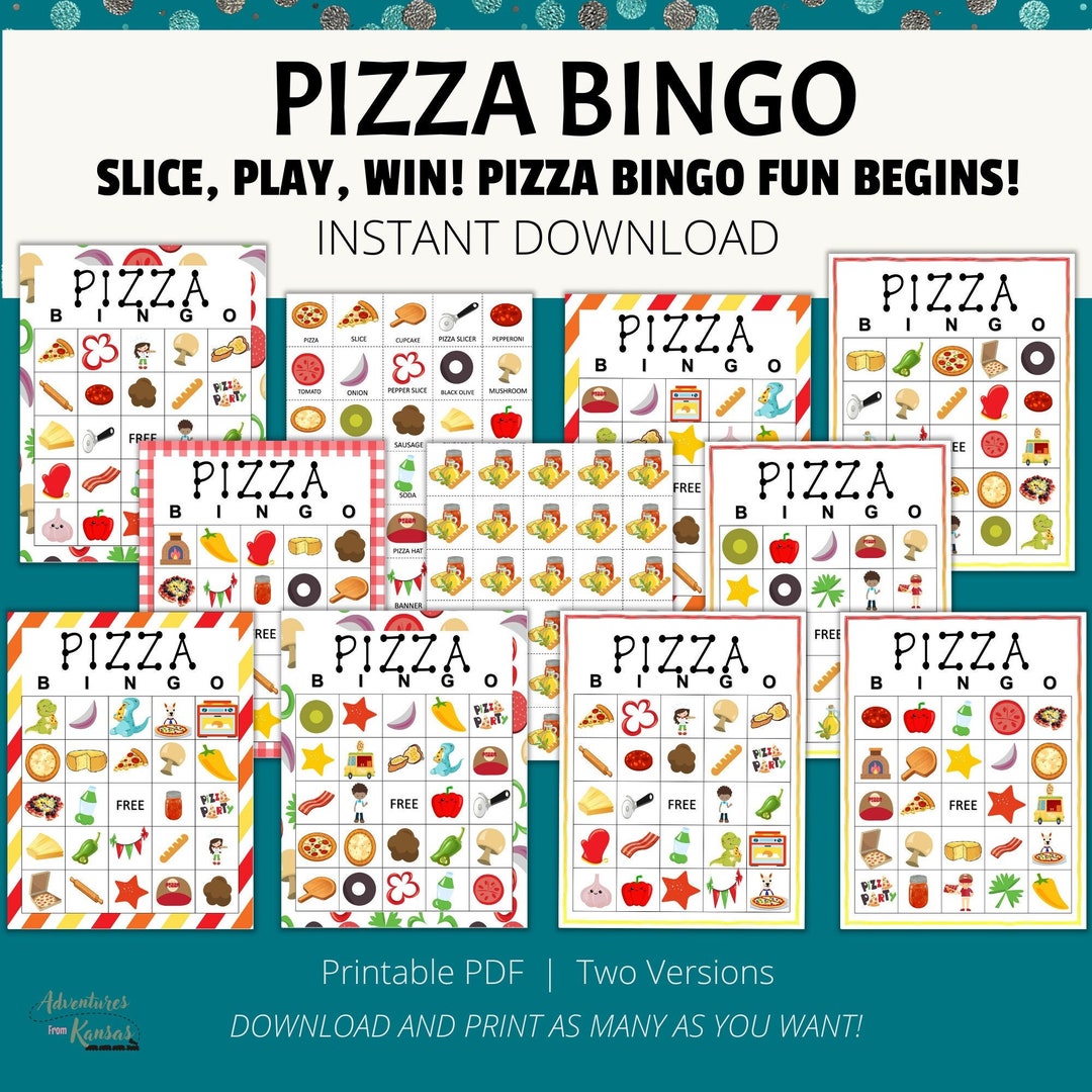Pizza Bingo Printable for Classrooms, Senior Activities, School, Family ...