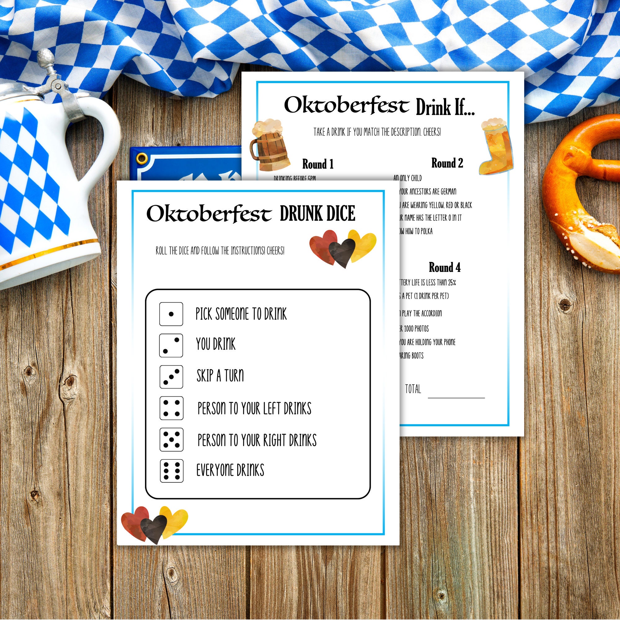 Oktoberfest Drinking Game Printable Bundle for Fun Holiday Pages ...