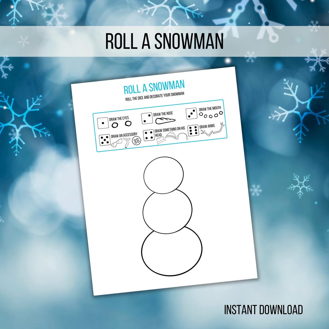 Roll a Snowman Printable Dice Game for Build a Snowman at Winter ...