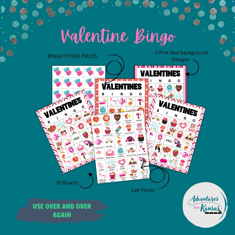 Valentine BINGO Game Printable Valentine's Party Game Seasonal Bingo ...