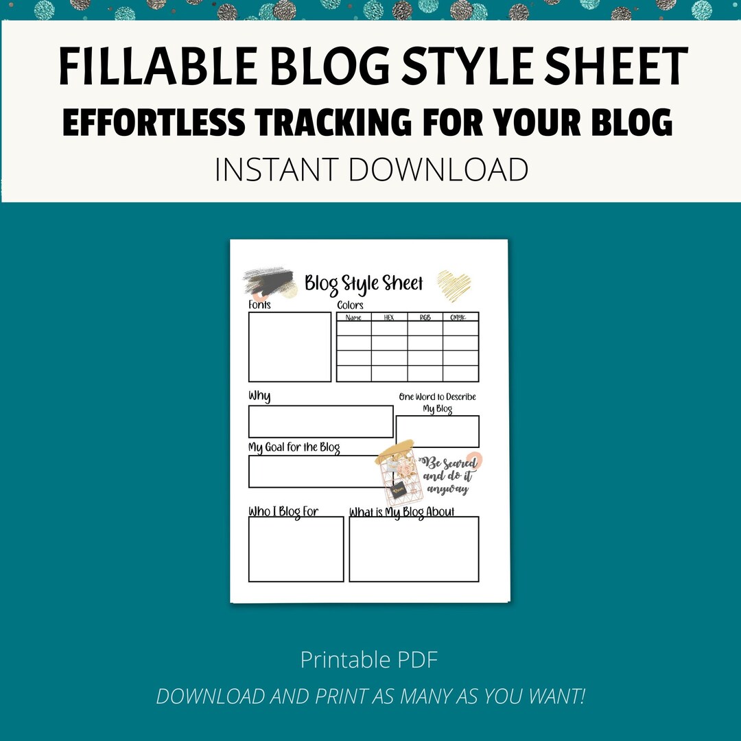 Printable Fillable Blog Style Sheet in Gold and Blush Feminine Style - Etsy