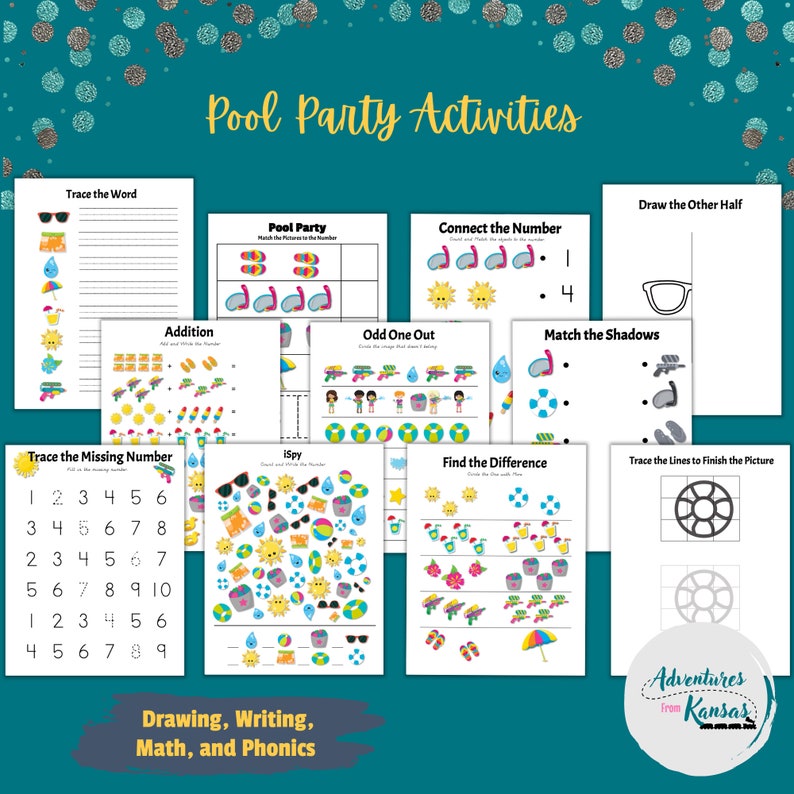 Pool Party Themed Kid Printables | Summertime Activities for Kids ...