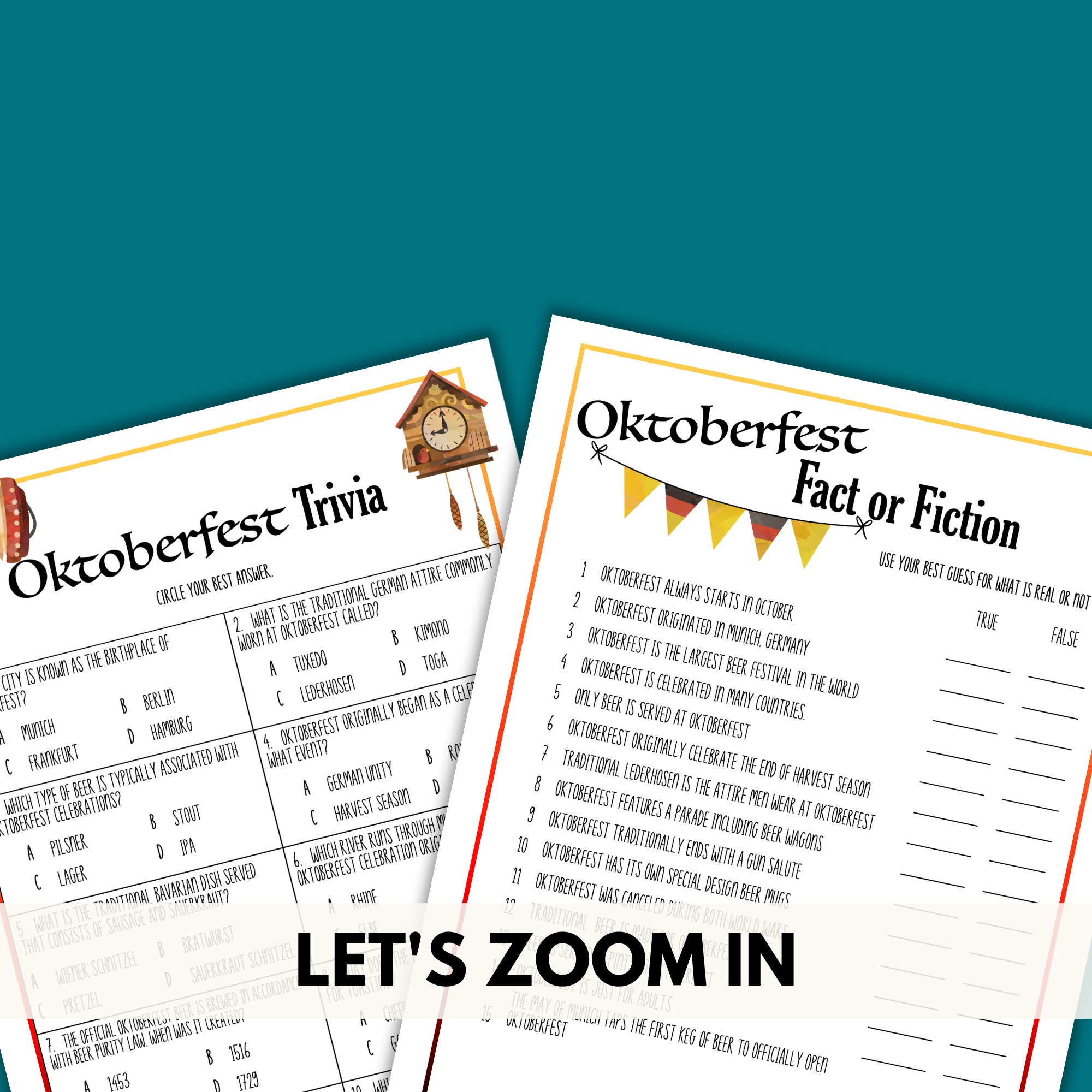 Oktoberfest Trivia Party Game Printable Bundle for Fun Holiday Pages ...
