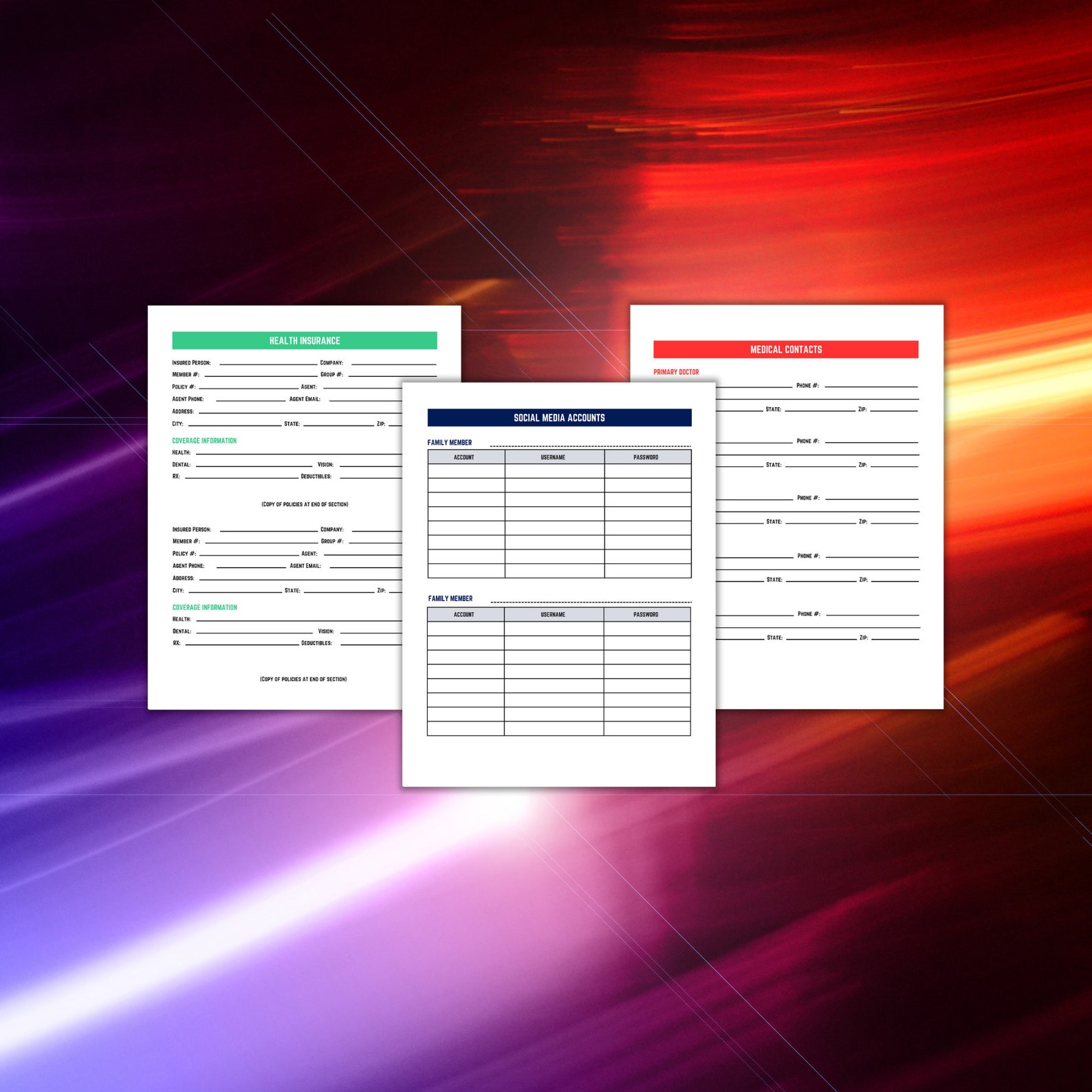 Fillable Emergency Binder Printable for in Case of Emergency What If ...