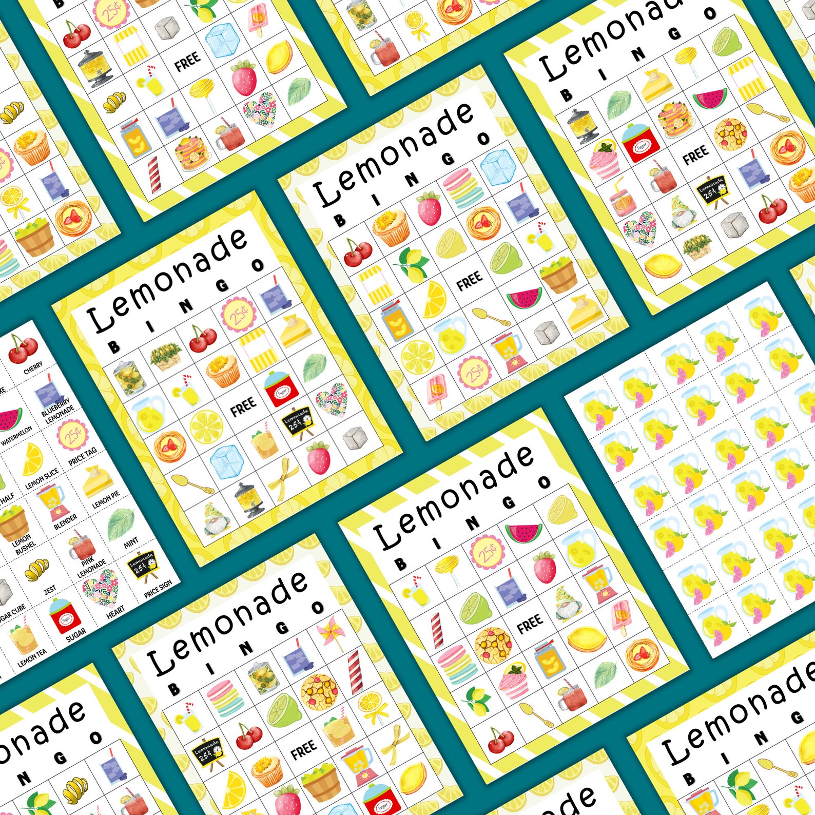 Lemonade Bingo Printable for Birthday Parties, Family Game Night ...