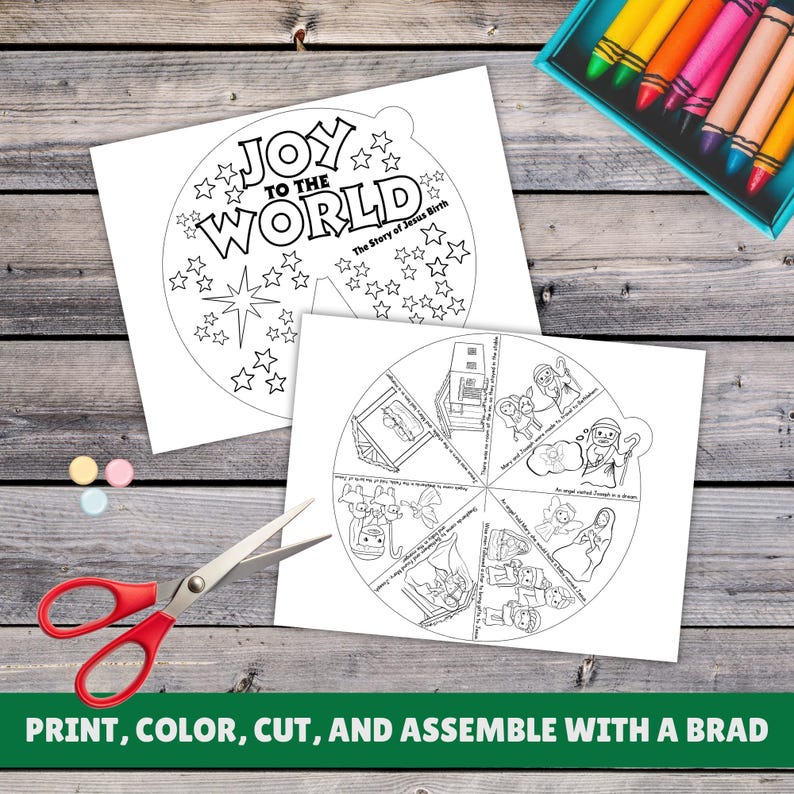 Story of Jesus Birth Nativity Craft Spinning Circle Wheel Kit, Kids DIY ...