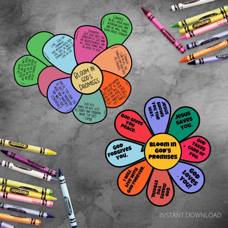 God's Promises Flower Christian Craft Kit Printable Activity for Sunday ...