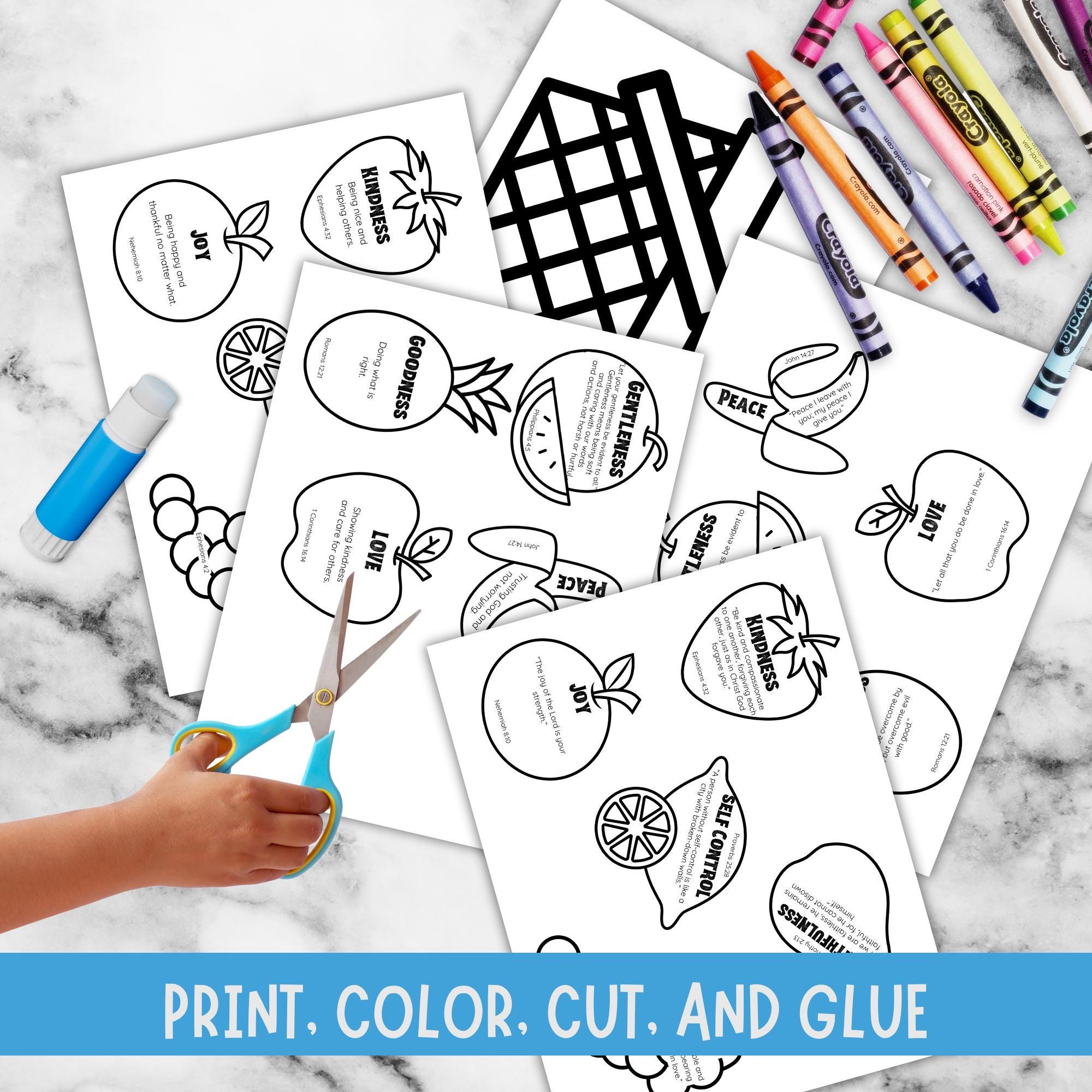 Fruit of the Spirit Picnic Basket Christian Cut & Paste Craft Kit ...