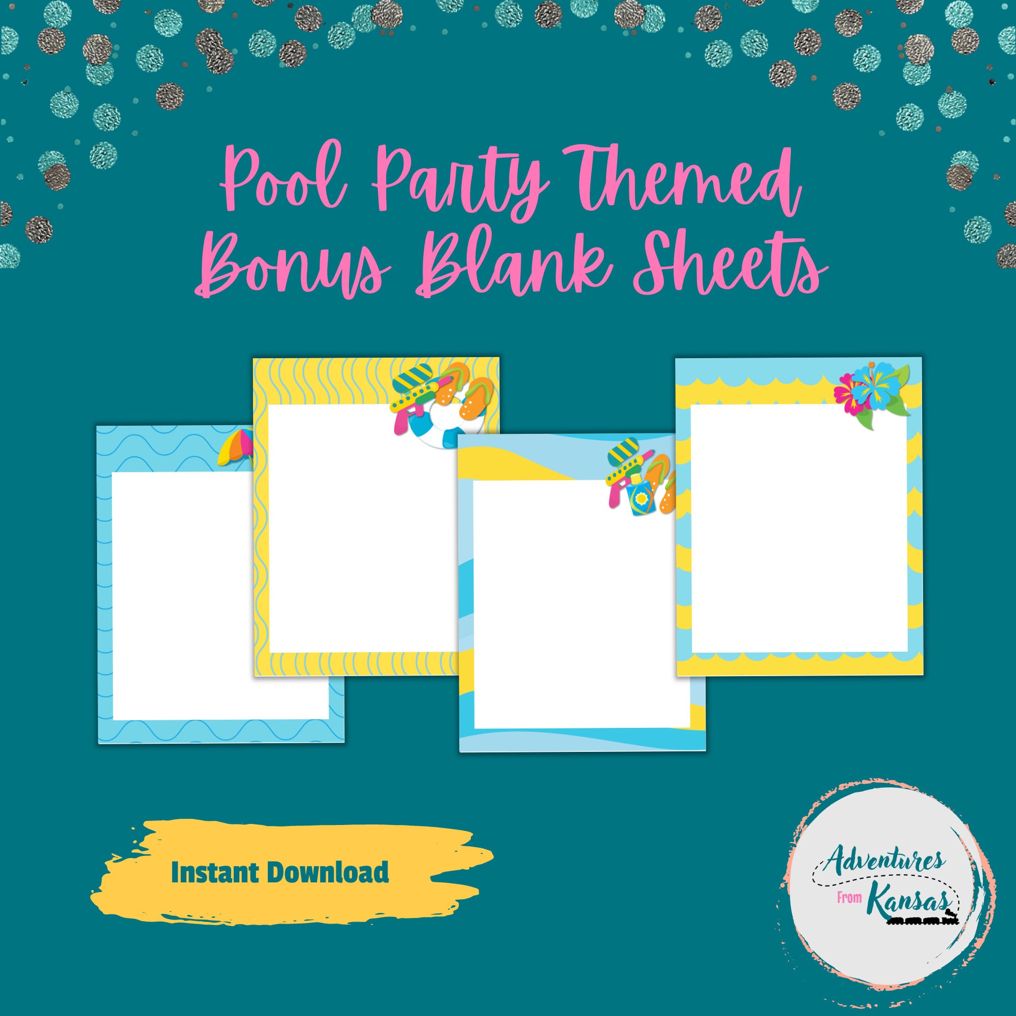 Pool Party Themed Printable Games Printable Summertime Party Bundle ...
