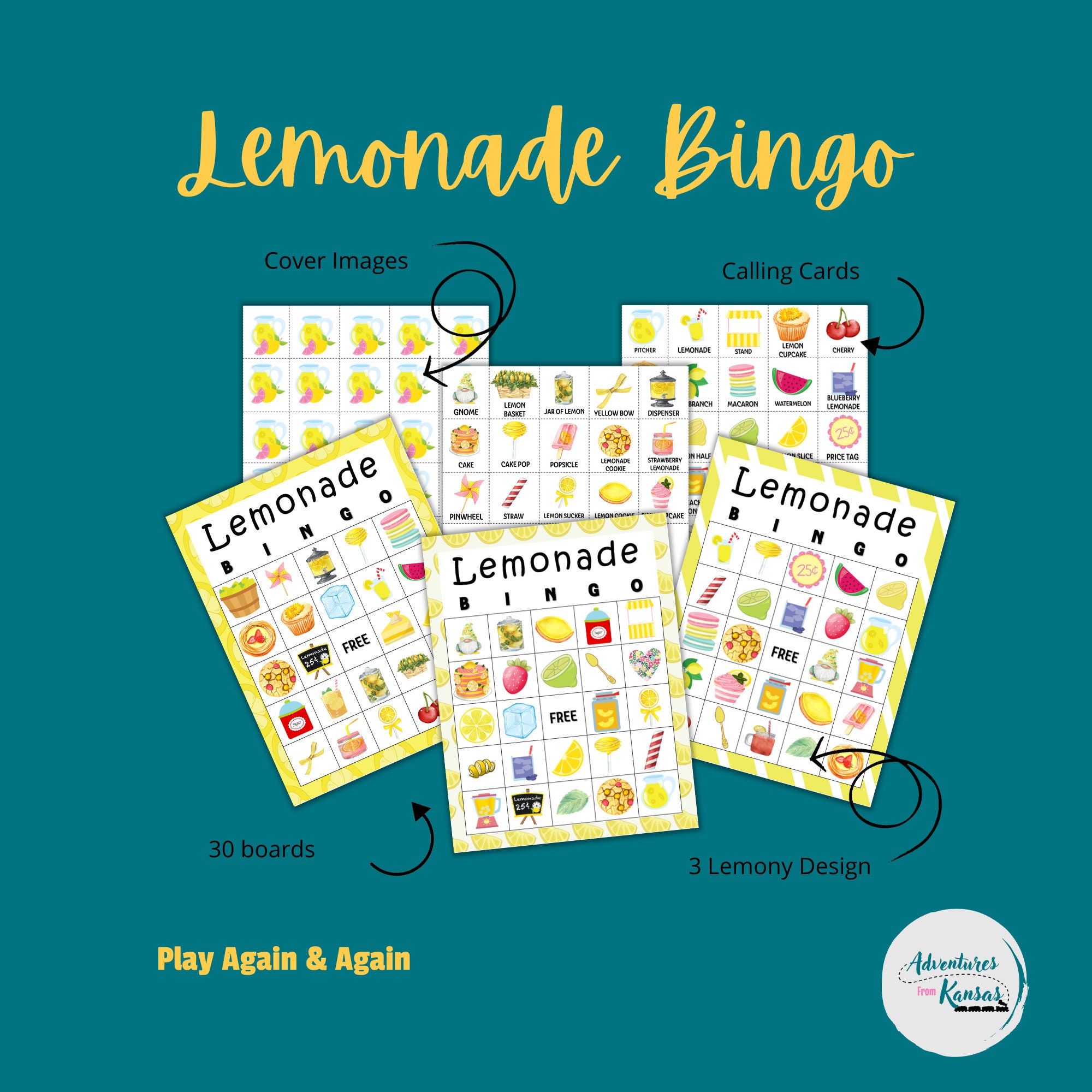 Lemonade Bingo Printable for Birthday Parties, Family Game Night ...
