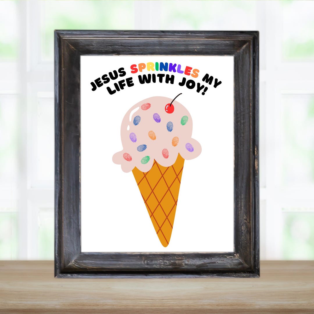 Ice Cream Bible Study Fingerprint Art, Printable Summer Keepsake Craft ...
