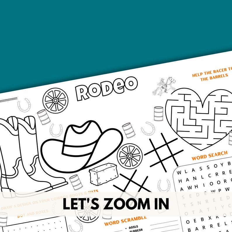 Personalized Rodeo Activity Placemat | Customize Cowboy Coloring ...
