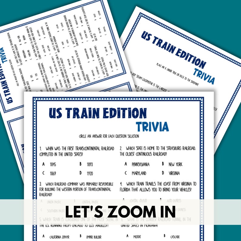 United States Train Trivia for Families, Train Clubs and Groups ...