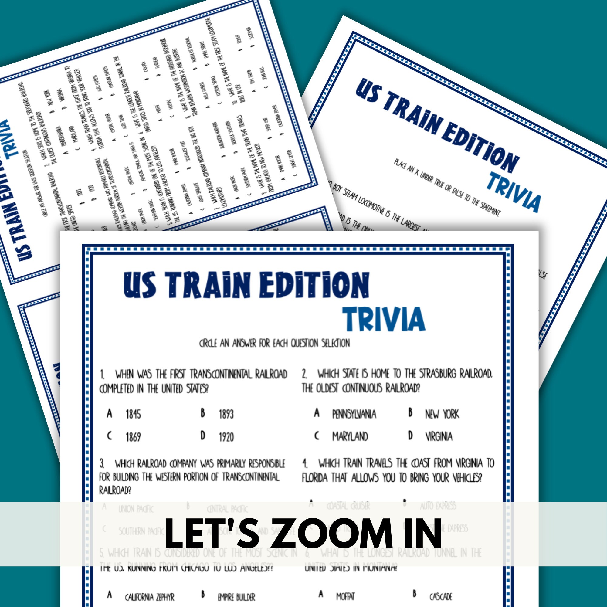 United States Train Trivia for Families, Train Clubs and Groups ...
