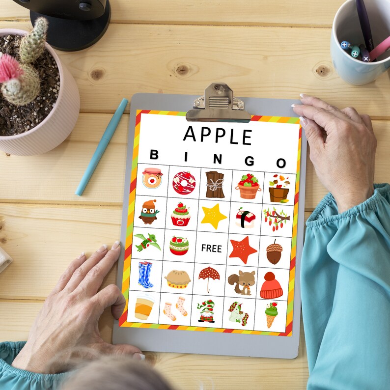 Apple Bingo Printable for Classrooms, Senior Activities, School, Family ...