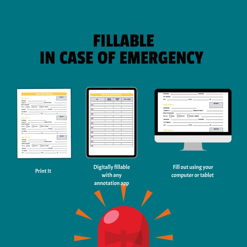 Fillable Emergency Binder Printable for in Case of Emergency What If ...