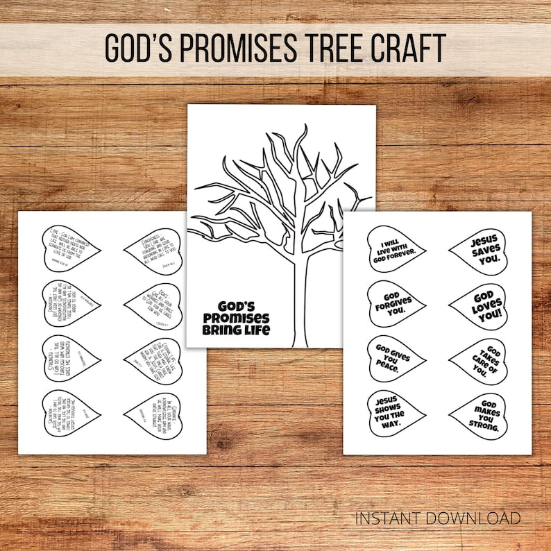 God's Promises Tree Christian Craft Kit, Printable Activity for Sunday ...