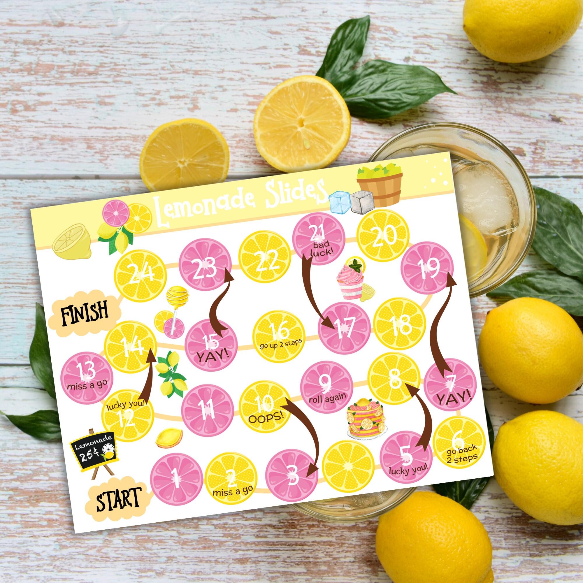Printable Lemonade Slide Family Board Game - Etsy