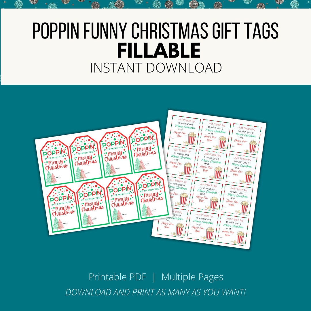 Fillable Popping by Gift Tags | Printable Funny Christmas Tags ...