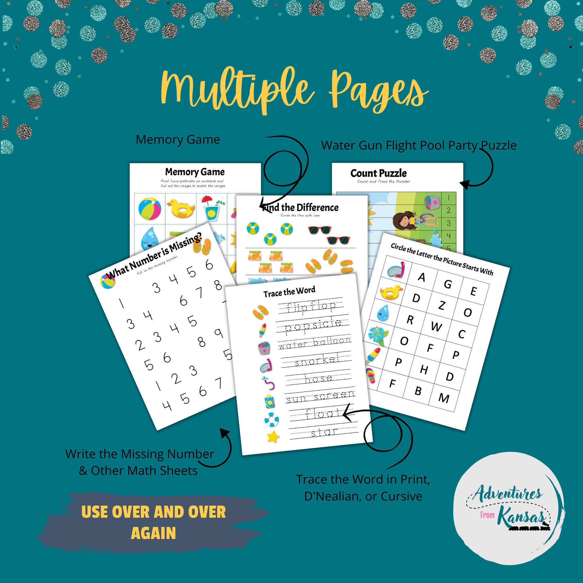 Pool Party Themed Kid Printables | Summertime Activities for Kids ...