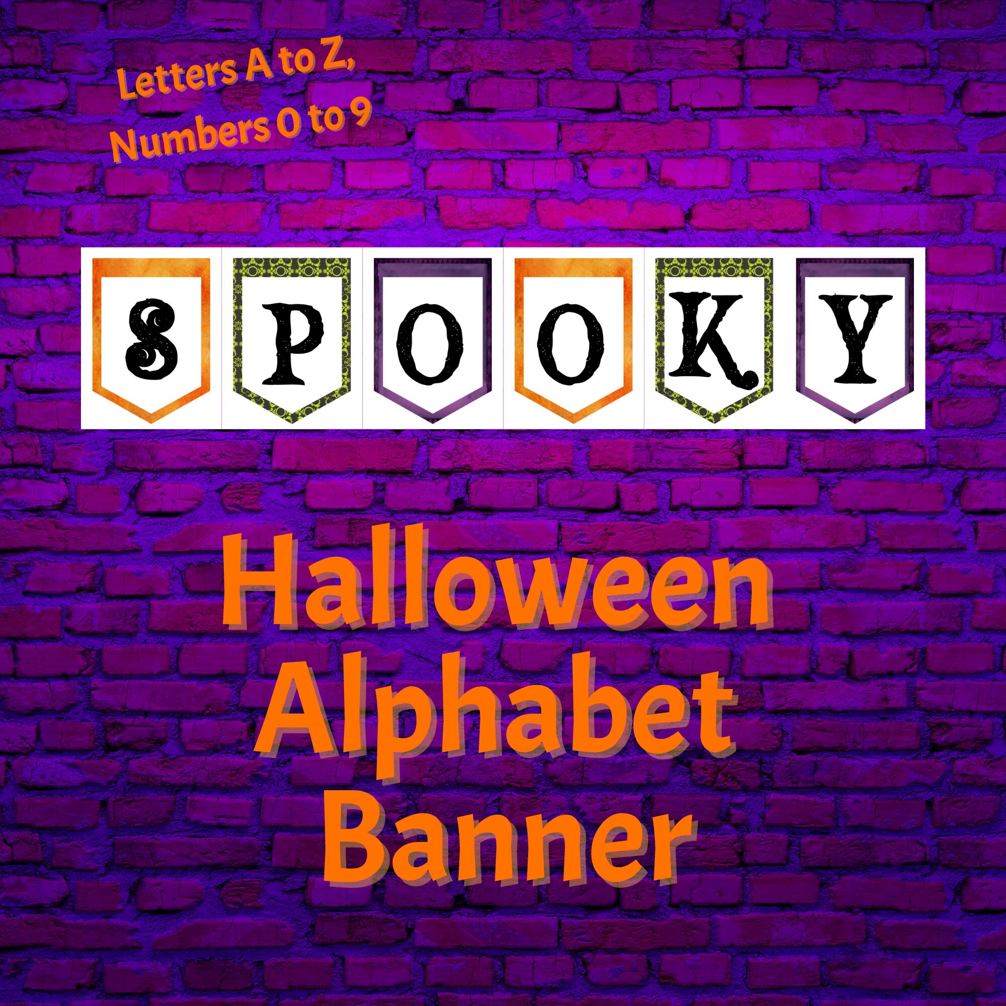 Halloween Printable Flag Banner Alphabet A Z & Number 0 9 - Etsy