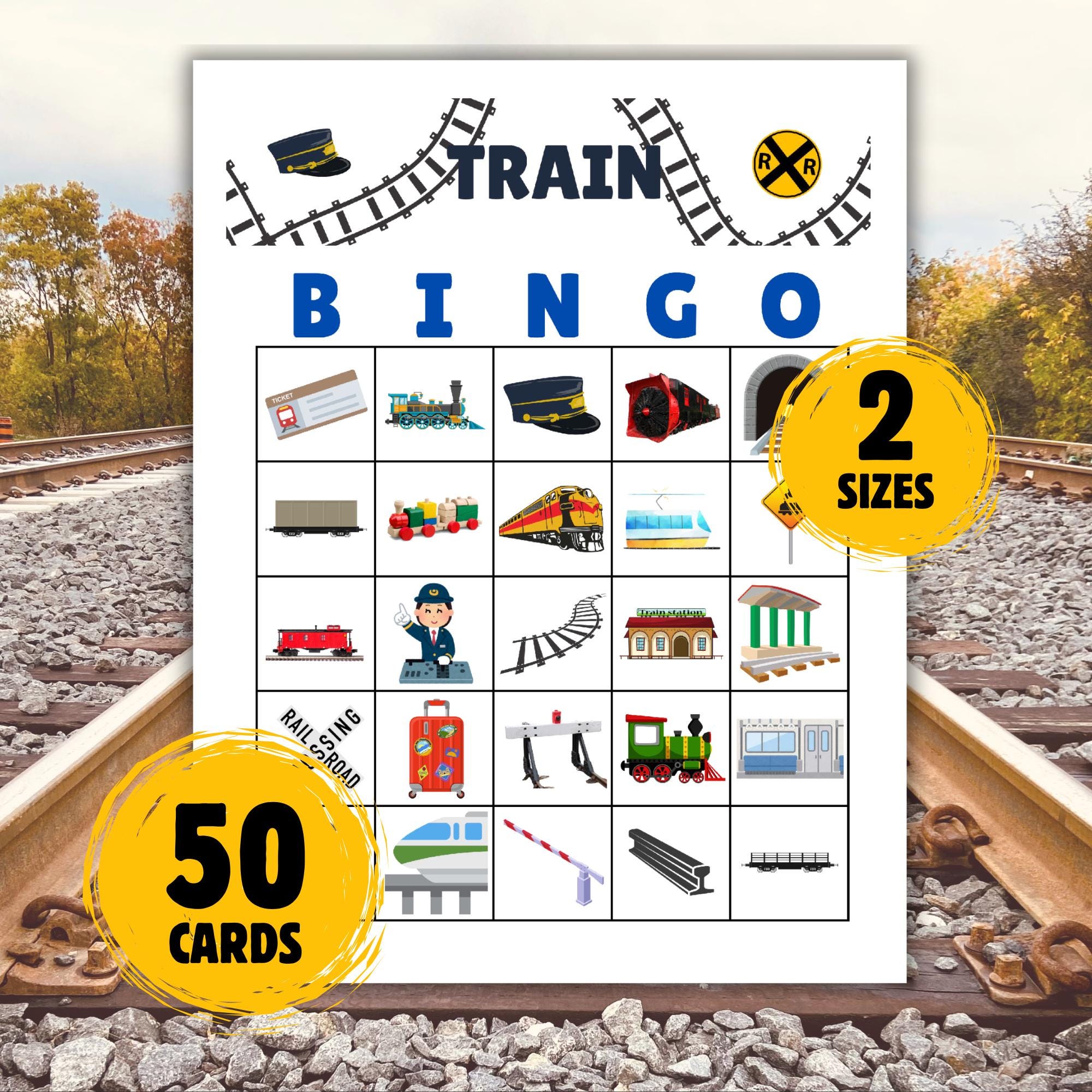 Train Bingo Printable Birthday Parties, Family Game Night, Railroad ...