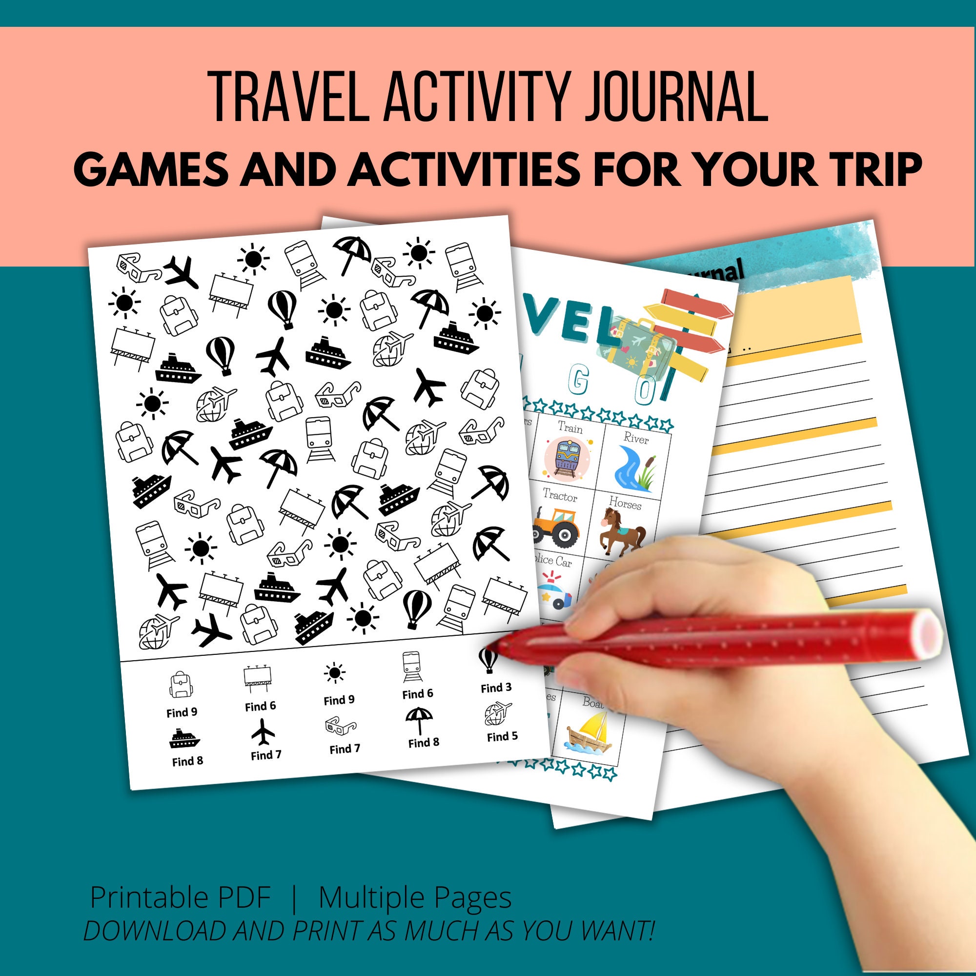 Travel Activity Journal Printable Travel Planner Road Trip Journal ...