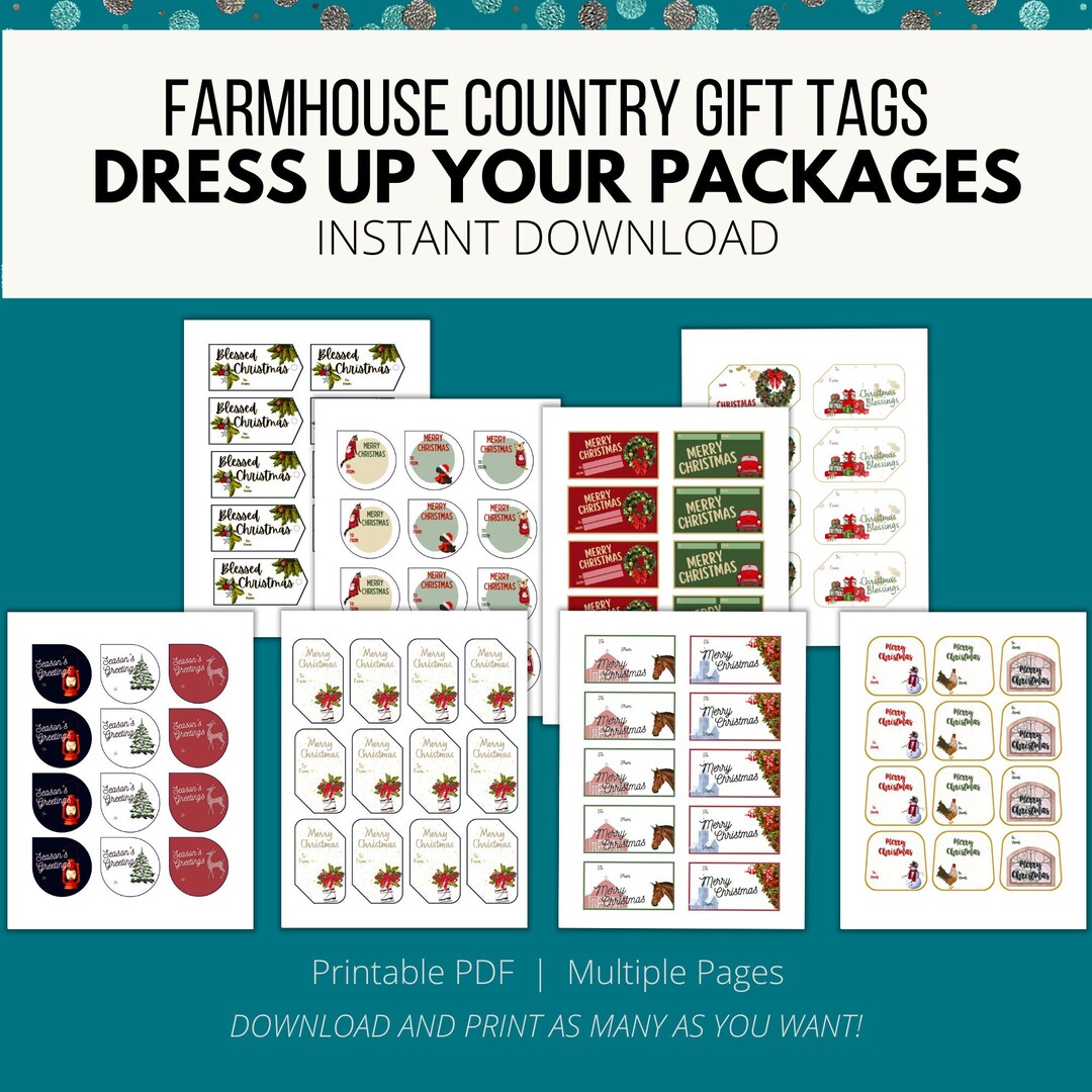 Farmhouse Country Printable Gift Tags | Christmas Country Gift Tags ...